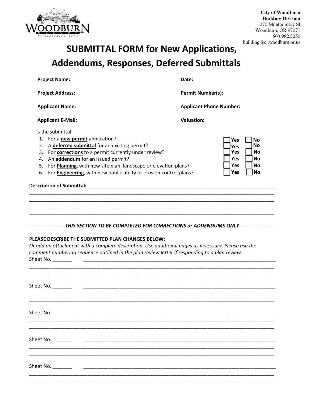 Submittal Form | Woodburn, Oregon